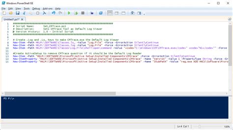 set cmtrace as default log file viewer sccm powershell