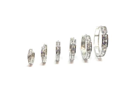 10k Solid Gold Round Cubic Zirconia Huggie Hoop Earrings Adirfine