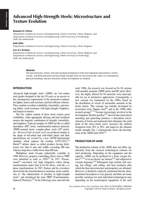 Advanced High Strength Steels Microstructure And Texture Evolution