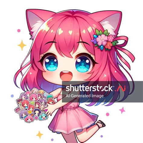 Very Cute Chibi Girl Bright Pink Ai Generated Image 2451343077