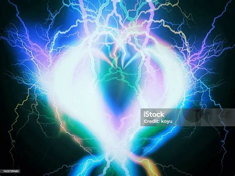 3d Illustration Of Lightning Strikes In The Shape Of A Heart Stock