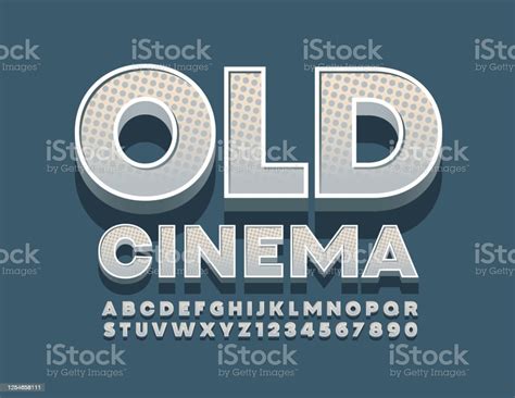 3d 클래식 알파벳 편지와 숫자벡터 트렌디 한 로고 올드 시네마 Fashion Show에 대한 스톡 벡터 아트 및 기타 이미지 Fashion Show