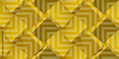 Golden Seamless Geometric Pattern Realistic 3d Cubes With Strips Template For Wallpapers