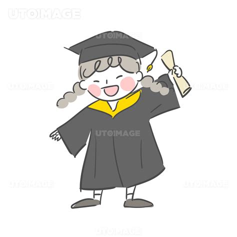 졸업식 일러스트 졸업가운과 학사모를 쓴 아이 유토이미지 상세페이지 베이직샵 일러스트 21977530