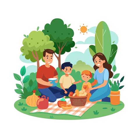 가족 연합 부모와 자녀 터 일러스트레이션 프리미엄 Ai 생성 벡터