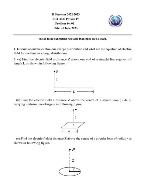 Problem Set 02 Pdf Electric Field Sphere