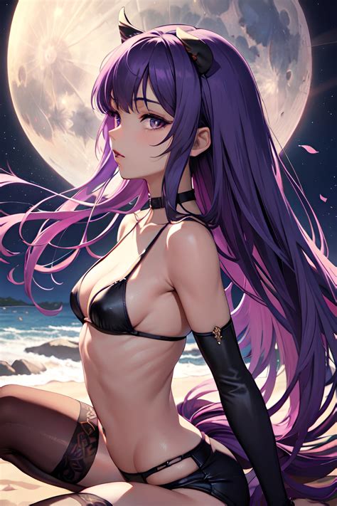 Anime Skinny Small Tits 20s Age Seductive Face Purple Hair Bangs Hair