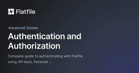 Authentication And Authorization Flatfile Developer Docs