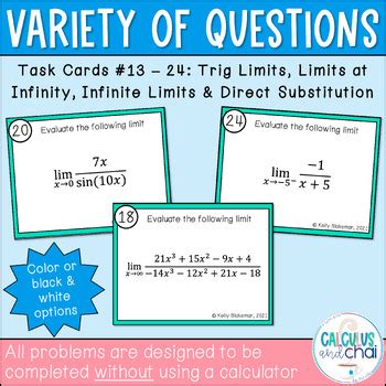 Calculus Limit Review Task Cards By Calculus And Chai TPT