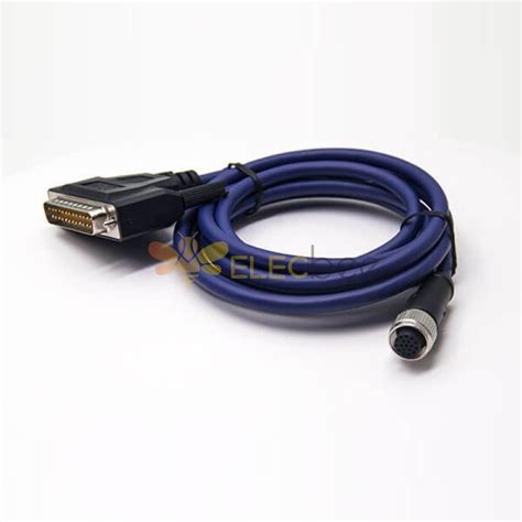 Elecbee 25pin D Sub Cable Male Straight To M12 Female 17 Pin A Coding Blue Cable Cordset 1m Awg26