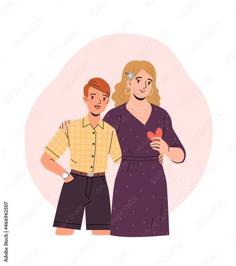 Non Binary Couple Vector Cartoon Illustration Of Two Handsome Hugging People Of Indeterminate