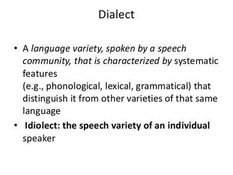 Language Dialect And Varieties