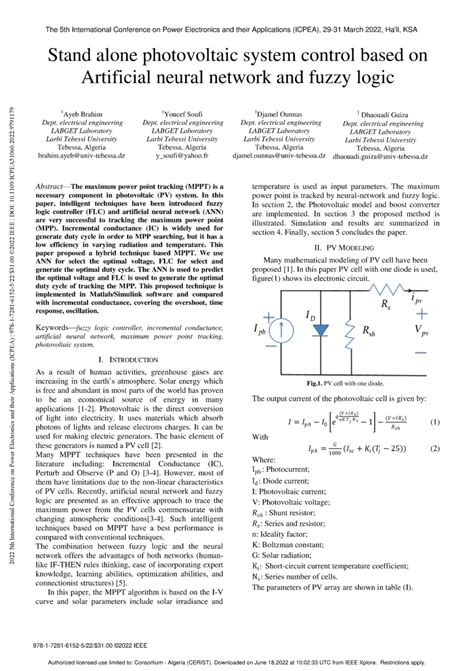 Pdf Stand Alone Photovoltaic System Control Based On Artificial
