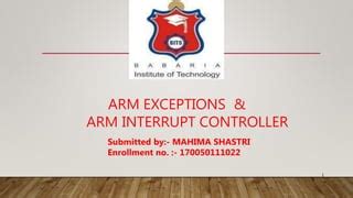 ARM Exceptions And Interrupt Controls PPTX