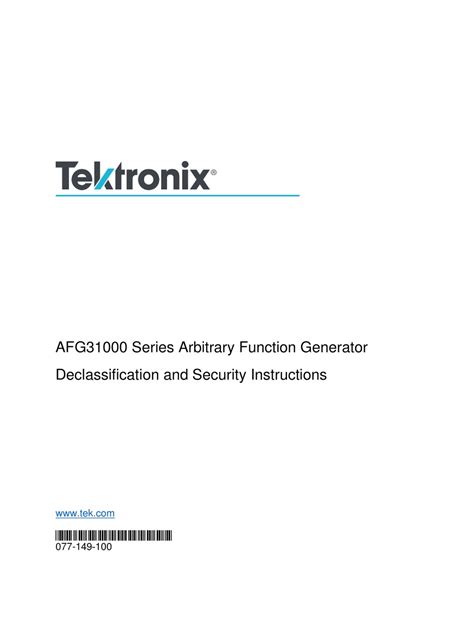 Tektronix Afg31000 Series Declassification And Security Instructions Pdf Download Manualslib