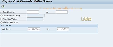 KA SAP Tcode Cost Elements Master Data Report