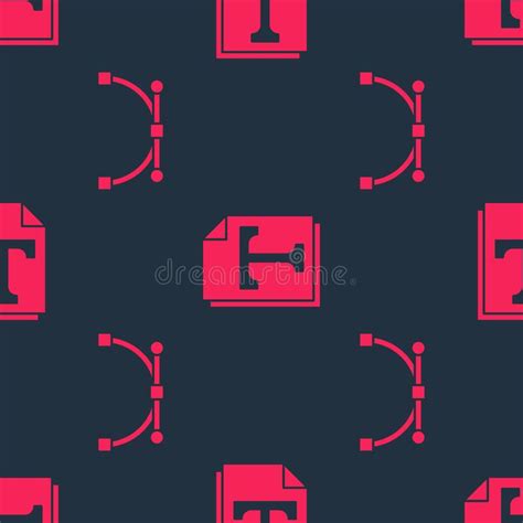 Set Bezier Curve And Text File Document On Seamless Pattern Vector Stock Vector Illustration