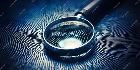 Fingerprint Analysis Using A Magnifying Glass For Forensic Investigation Purposes Concept