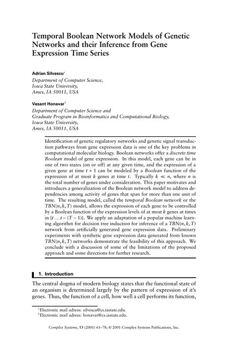 Pdf Temporal Boolean Network Models Of Genetic Networks And Their Inference From Gene