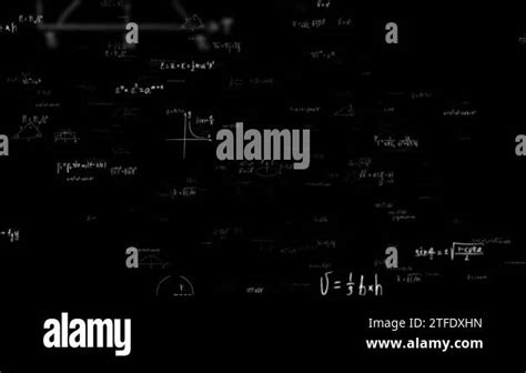 Camera Flies Through Matrix Made Up Of White Math Formulas And Equation Handwritten Geometrical