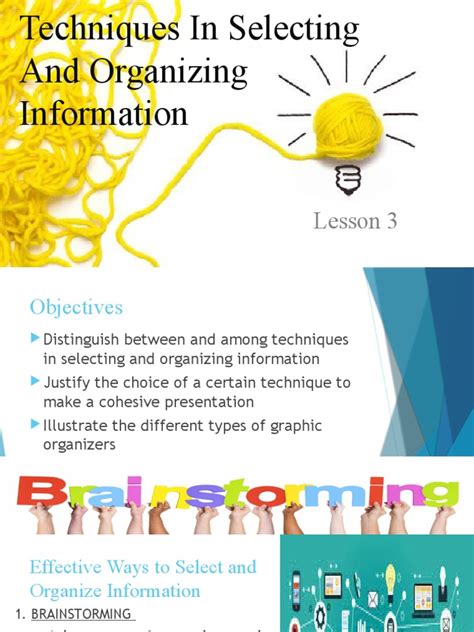 l3 techniques in selecting and organizing information pdf