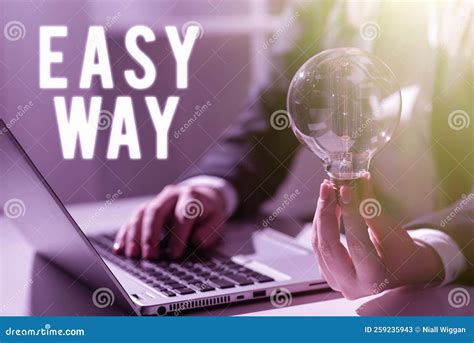 Sign Displaying Easy Way Business Concept Making Hard Decision Between Two Less And More Effort