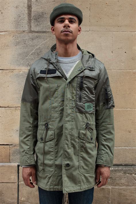 Fishtail Jacket Green Nylon And Ripstop Bleubrut