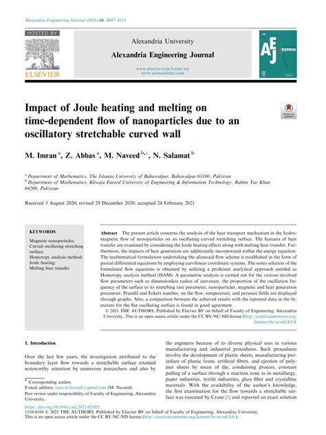 Pdf Impact Of Joule Heating And Melting On Time Dependent Flow Of Nanoparticles Due To An