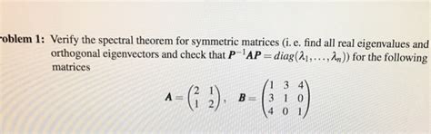 Solved Oblem Verify The Spectral Theorem For Symmetric Chegg