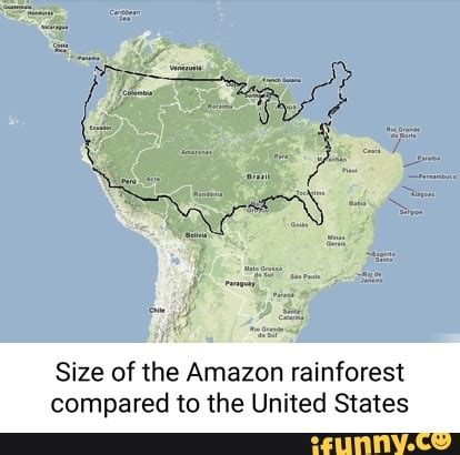 Size Of The Amazon Rainforest Compared To The United States Ifunny Brazil