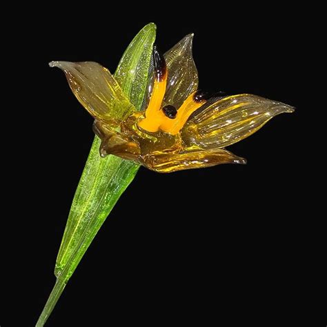 Amber Glass Lily Handcrafted Glass Flower Hand Made In Ukraine Using