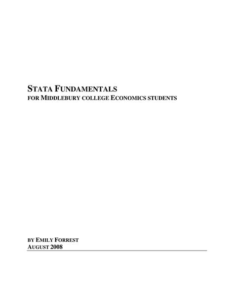 Stata Manual Stata Fundamentals For Middlebury College Economics
