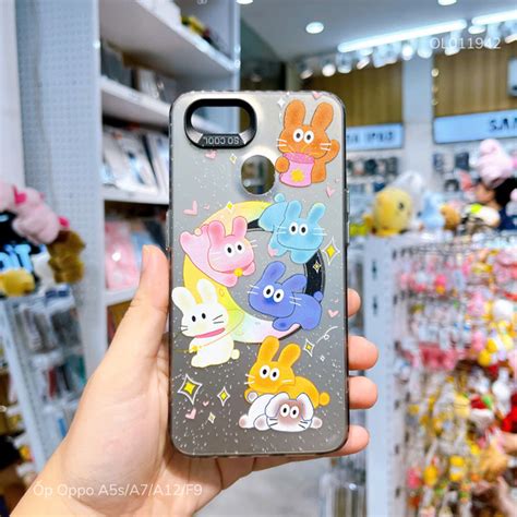 Ốp Oppo A5s A7 A12 F9 Nhám Bạc Thỏ Nhiều Màu