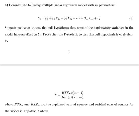 Solved Consider The Following Multiple Linear Regression Chegg