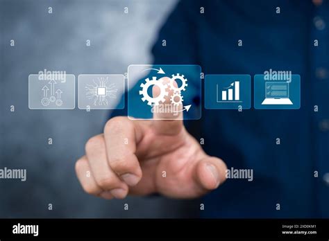 Business Process Automation Concept Businessman Touching Automation