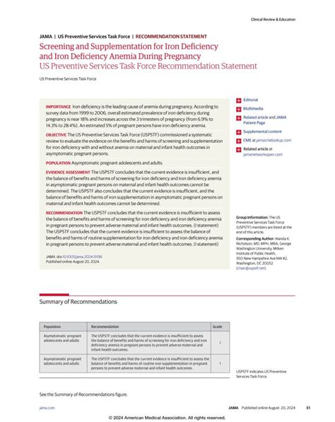 This 2024 Recommendation Statement From The Uspstf Concludes That Current Evidence Is