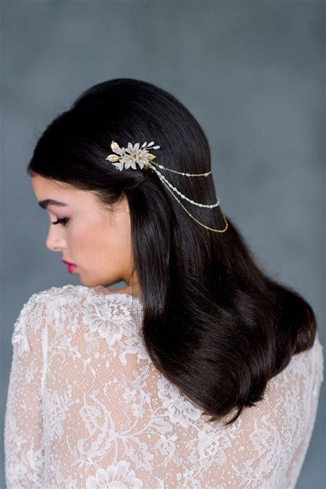 Silver Bridal Hair Chain Gold Wedding Hair Jewelry Rose Gold Boho