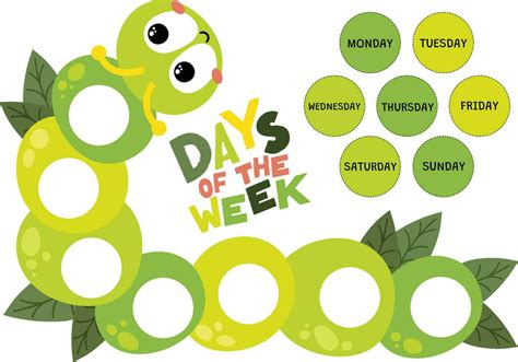 Flat Design Vector Cute Cut And Paste Days Of The Week Printable