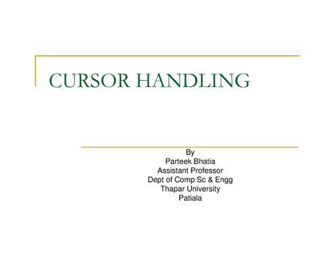 Cursor Handling 3 By Parteek Bhatia Assistant Professor Dept Of