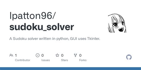 Github Lpatton96sudokusolver A Sudoku Solver Written In Python Gui Uses Tkinter