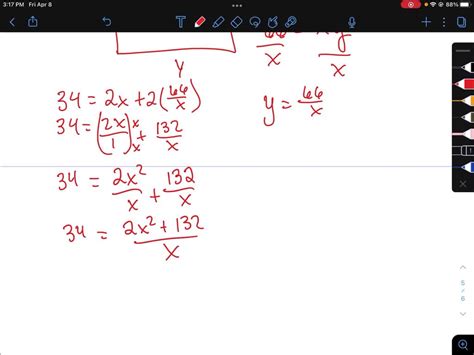 solved find the length and width of a rectangle whose perimeter is 34