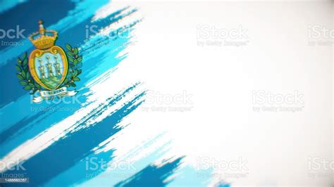 흰색 배경에 산마리노 페인트 브러시의 국기 그리기 붓놀림 그런지 페인트 스트로크 더러운 국가 독립 애국심 선거 템플릿 유화