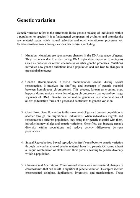 Genetic Variation Genetic Variation Genetic Variation Refers To The Differences In The