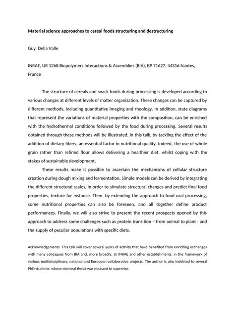 pdf material science approaches to cereal foods structuring and