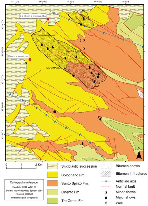 Simplified Geological Map Showing The Distribution Of Bitumens And The