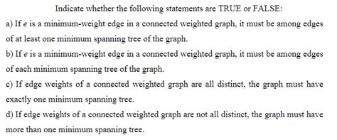 Solved Dindicate Whether The Following Statements Are True