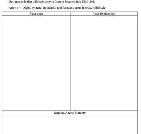 Solved Design A Code That Will Copy Array A From Its Chegg Com