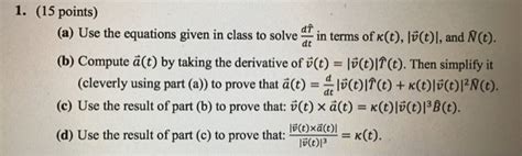 Use The Equations Given In Class To Solve DT Dt In Chegg Com