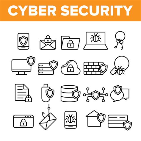 Cyber Security Vector Thin Line Icons Set 9962426 Vector Art At Vecteezy