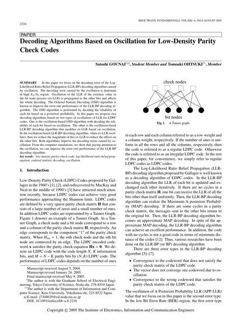 pdf decoding algorithms based on oscillation for low density parity check codes